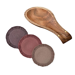 Folkulture Spoon Rest for Kitchen Counter, Spoon Holder for Stove Top or Countertop, Pot Holders for Kitchen, Hot Pads or Trivets for Hot Dishes Pots and Pans