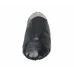 Linodes Unisex PU Leather Upper Slip-on Jazz Shoe with Up Elastic for Women and Men's Dance Shoes-Black-7.5M