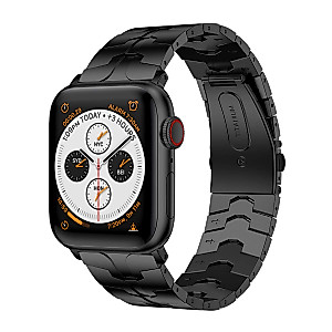 LDFAS Compatible for Apple Watch Band 49mm 45mm 44mm, Titanium Metal Watch Bands with Enhanced Durability Version Compatible for Apple Watch Ultra/SE, Apple Watch Series 8/7 Band, Black