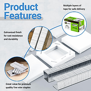 meite T50 Staples, 3/8 Inch Heavy Duty Staples for Staple Gun, 20 Gauge 3/8 Inch Crown Galvanized Upholstery Staples Staple Gun Staples (5,000 Counts)
