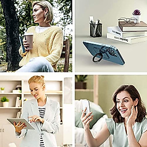 4 Pcs KutumyQC Cell Phone Ring Holder Stand Diamond Transparent Finger Grip Clear 360° Degree Rotation Kickstand Compatible iPhones and All Phones (Silver Pink Blue Aquamarine)