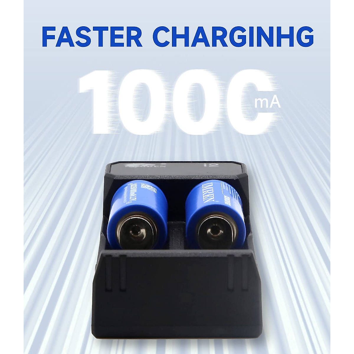 IMREN IMR 18350 3.7V Button Top Rechargeable Batteries with 18350 Battery Charger,18350 15A Discharge Rechargeable Li-ion Battery 800mAh for Flashlight - 4PCS