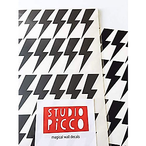 Lightning Bolt Stickers Room Wall Decals - Black Lightning Wall Stickers Set of 24 - Removable and Reusable Superhero Lightning Decals for Kids Room, Nursery, Playroom and Bedroom