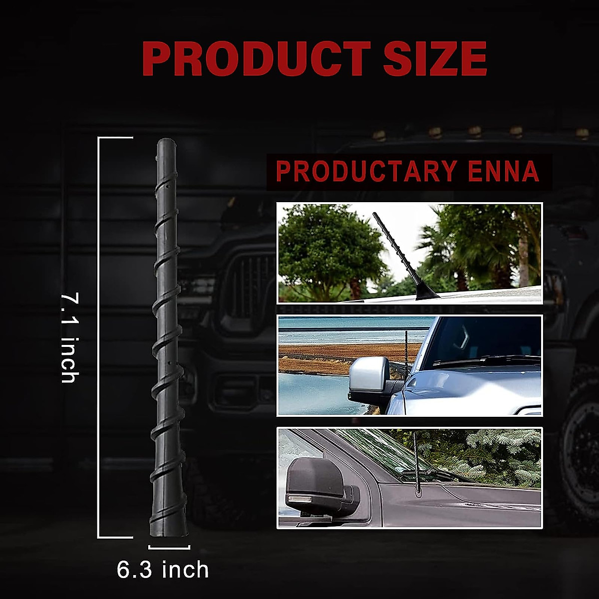 QODOLSI 1 Pack Spiral Antenna 7.1In, Universal Antenna Toppers Waterproof PVC Rubber Flexible Retrofit Antenna, Suitable for Trucks, Cars, SUVs Antenna Replacement (Black), QOTX502BL-1PS