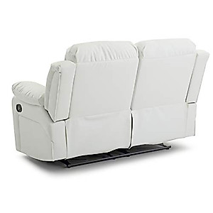Glory Furniture Reclining Love seat, White Faux Leather