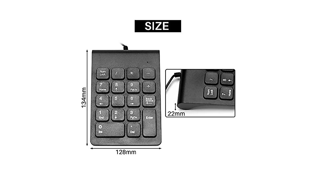 Spacesea USB Wired Numeric Keypad Numpad 18 Keys Digital Keyboard for ...