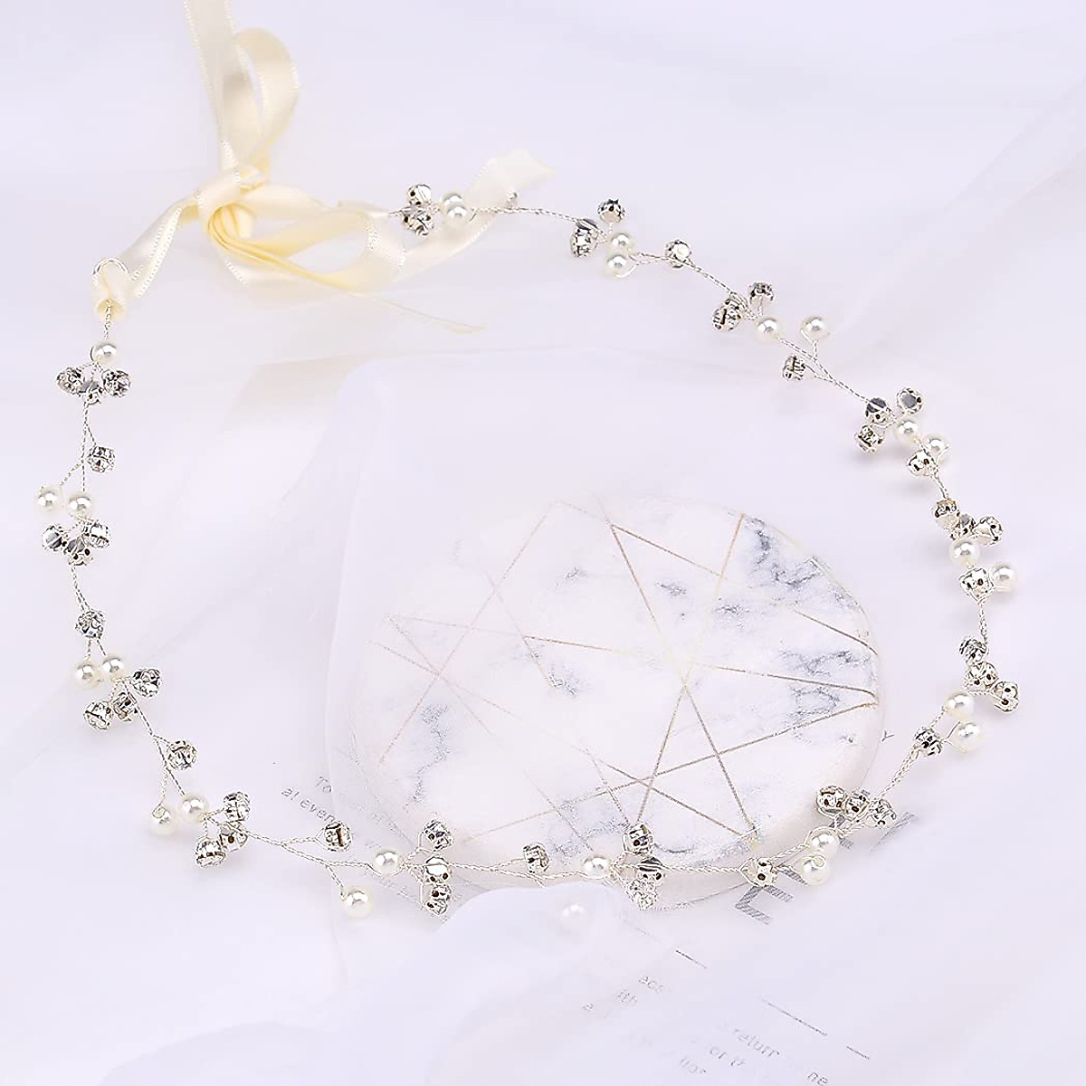 Didder Bridal Headpiece for Wedding, Silver Bridal Headband Rhinestone Wedding Headpiece for Bridal, Crystal Wedding Headband Hair Accessories for Brides Women Wedding Jewelry for Bride Bridesmaids