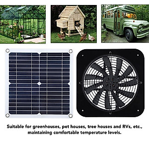 Fdit Solar Powerful Attic Exhaust Fan Quietly Cools, Solar Panel Powered Exhaust Fan 13.5 Inch Solar Powered Attic Ventilator for Pet House Chicken Coop Rv Greenhouse