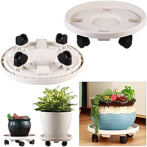 5 Packs Large Plant Caddy with Wheels13" Rolling Plant Stands Heavy-duty Plastic Plant Roller Base Pot Movers Plant Saucer on Wheels Indoor Outdoor Plant Dolly with Casters Planter Tray Coaster White