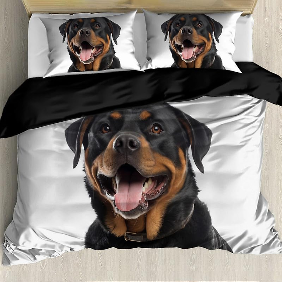 Xarleslyna King Size Duvet Cover Sets Rottweiler Dog Ultra Soft Quilt Cover Puppy Dog Printed 3 Piece Rottie Rottie Rottie Bedding Comforter Duvet Cover (104"x88")
