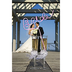 DmHirmg Bride Straw,Large Plastic Pink Bride Drinking Sipping Straw Reusable Letter Drinking Straw for Bridal Wedding Shower Bachelorette Hen Party Decoration Bride to Be Gift Party Supplies Favor
