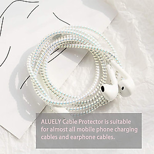 Cable Protector Animal Proof Wire Repair, Cord Protector for Pets Headphone Saver Spiral Cable Wrap Strain Relief, Cord Sleeve for Phone Cable USB Date Cable, 60 inches, 2 pcs, Silver-Red-Blue
