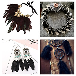 Larryhot Black Craft Feathers Bulk - 240pcs 6 Style Mixed Natural Feathers for Wedding Home Party, Dream Catcher Supplies and DIY Crafts (Black)