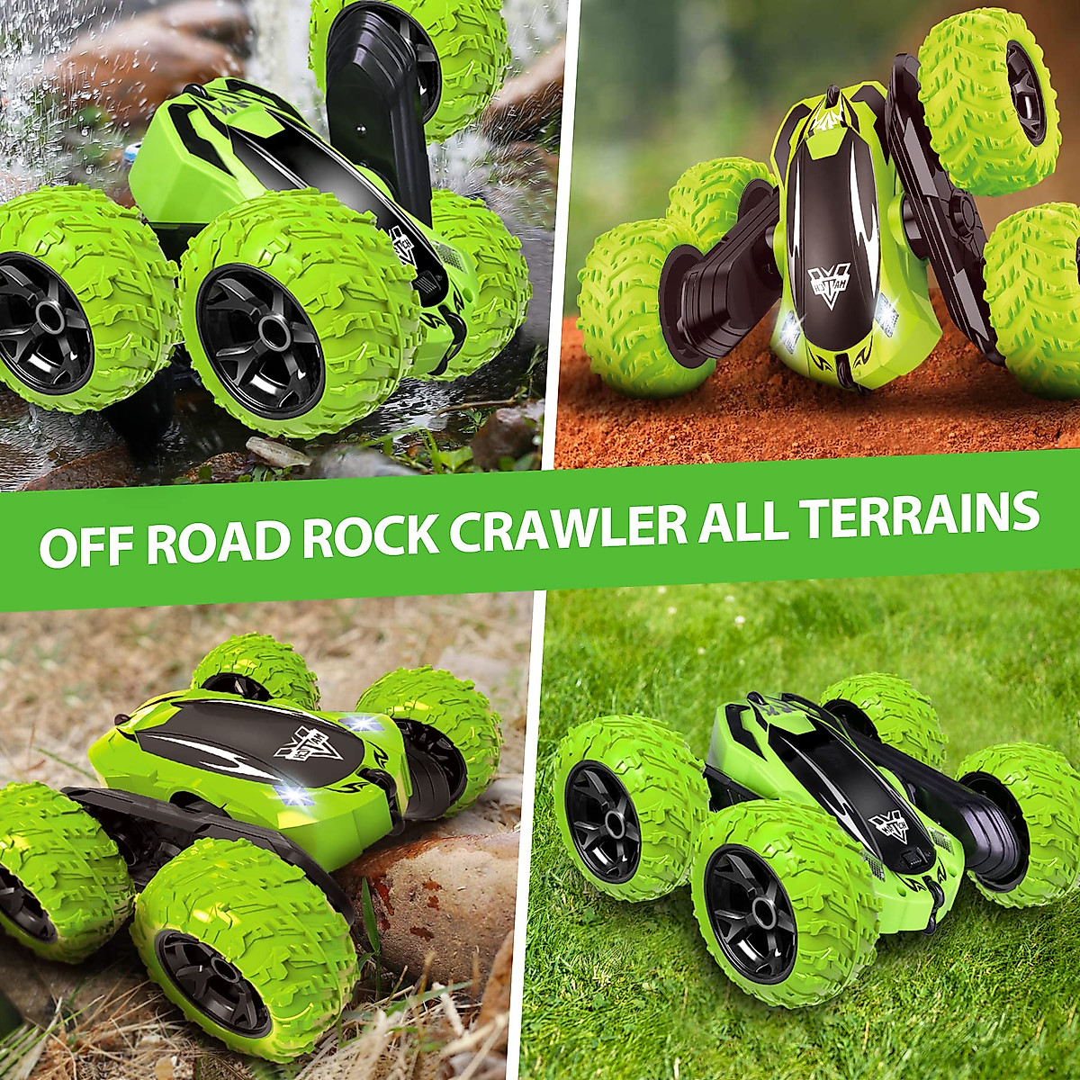 Bottleboom Remote Control Car,4WD Double Sided 360° Rotating RC Car with Headlights, Stunt Car Toy, Kid's Toy Gift Cars for 6 7 8 9 10 11 12 Years Old Boys