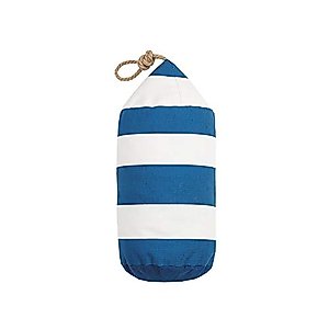 Peking Handicraft 24KN230C7OB Navy White Buoy Shaped Printed Pillow Cotton Canvas,14.5 x 7 inch