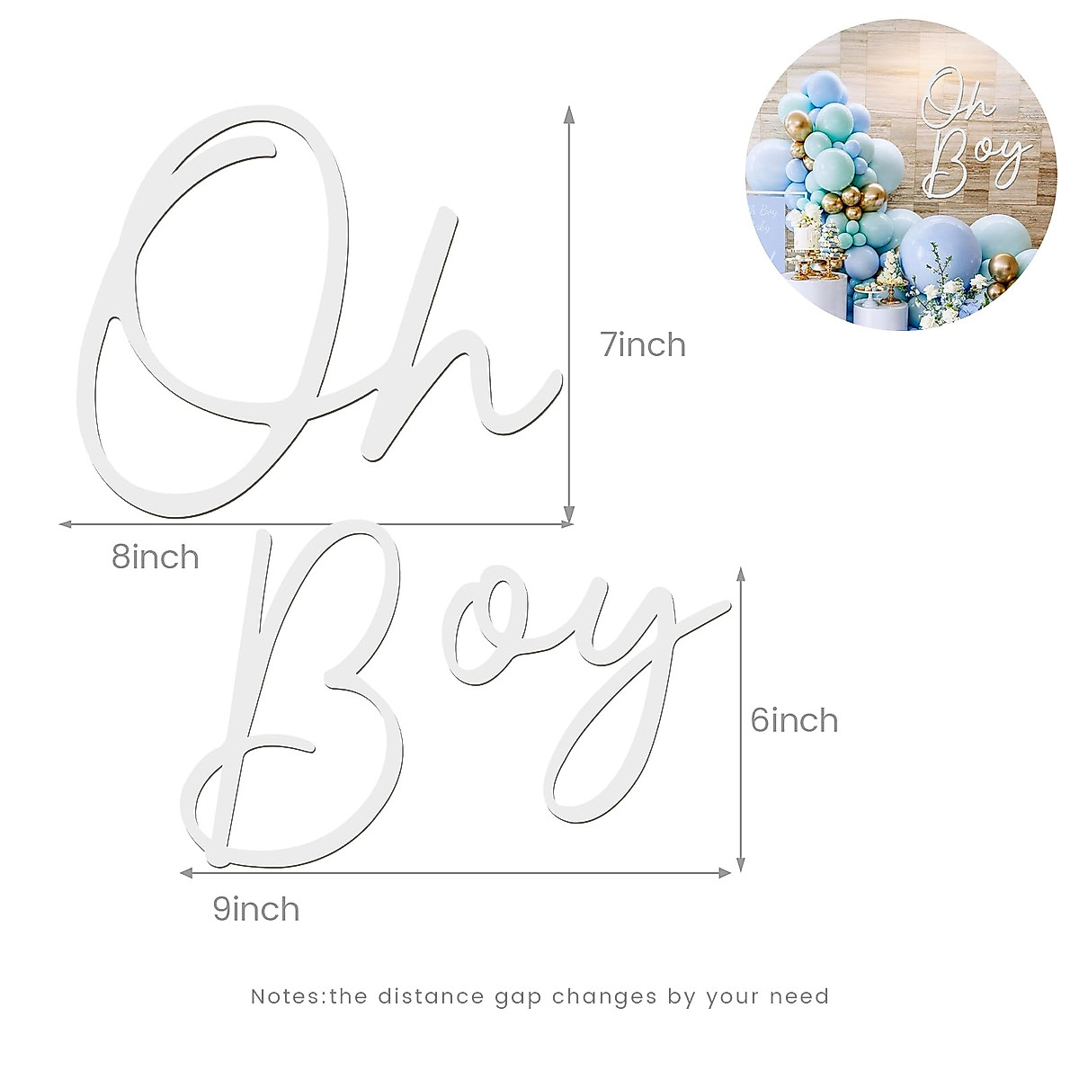 Urwonderbox Oh Boy Baby Shower Sign Party Banner for Gender Reveal Party Baby Announcements Party Backdrop Photography Background Decorations(Wooden, Large, White)