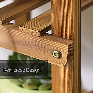 MoNiBloom Wood Plant Stand Indoor, 4 Tier Tall Plant Shelf Pot Flower Stands Display Rack Holder Outdoor, Planter Stands Shelves for Corner Living Room Balcony