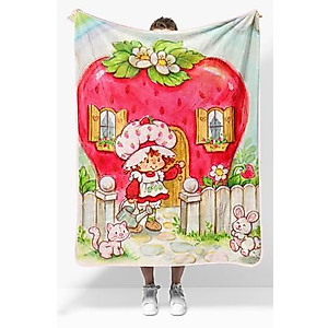Strawberry Shortcake Berry Playhouse Plush Travel Throw Blanket - Measures 40 x 50 Inches - Kids Super Soft Lightweight Bedding
