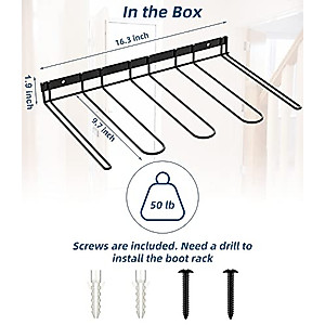 PrimZooty Boot Rack Wader Hanger Wall Mount - (1PACK) Sturdy Metal Tall-Boot Holder, Boot Drying Rack for Closet, Entryway, Outdoor