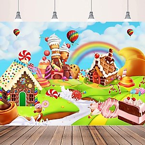 Candyland Backdrop Gingerbread Party Banner Decorations Candy Land Background, Kids Baby Shower Birthday Decorations Photography Photo Booth Props Sweet Party Supplies