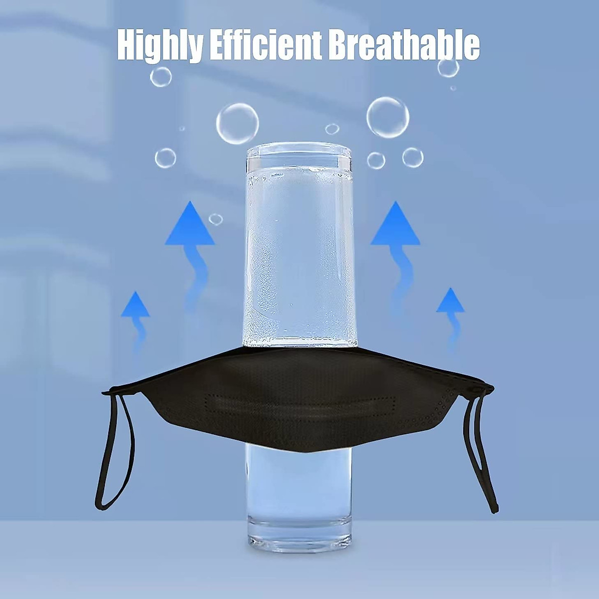 akgk KN95 Face Masks 50 Pack, Individually Wrapped, 5-Ply Disposable Black Face Mask Against PM 2.5 Smoke and Dust