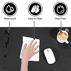 TOWWI Dual Sided Desk Pad, Large Desk Mat, Waterproof Desk Blotter Protector Mouse Pad, Leather Desk Pad Large for Keyboard and Mouse (36" x 17", Black)