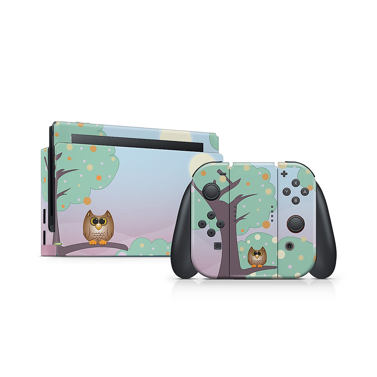 Tacky Design Kawaii Cats Skin Compatible with Nintendo Switch Skin Wrap Cover, Cute Skin for Nintendo Switch Stickers, Premium Vinyl 3M Full Wrap Decal (Green Cats)