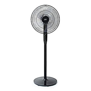 SPT SF-16D48BKA: 16″ DC-Motor Energy Saving Stand Fan with Remote and Timer – Piano Black,16"