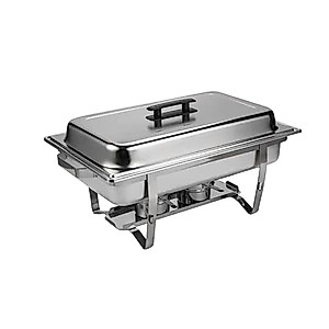 6 Pack Full Size Stainless Steel Chafing Dishes Buffet Set,9 QT Rectangular Catering Chafer Warmer with Food Tray Lid and Fuel Holder for Buffet Banquet Party Catering,Sliver