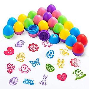 JOYIN 24 Pcs Easter Egg Stampers Toys for Easter Eggs Hunt Game, Basket Stuffers Fillers, Kids Gifts, Party Favor, Self Inking Stamp for Classroom Prize Supplies