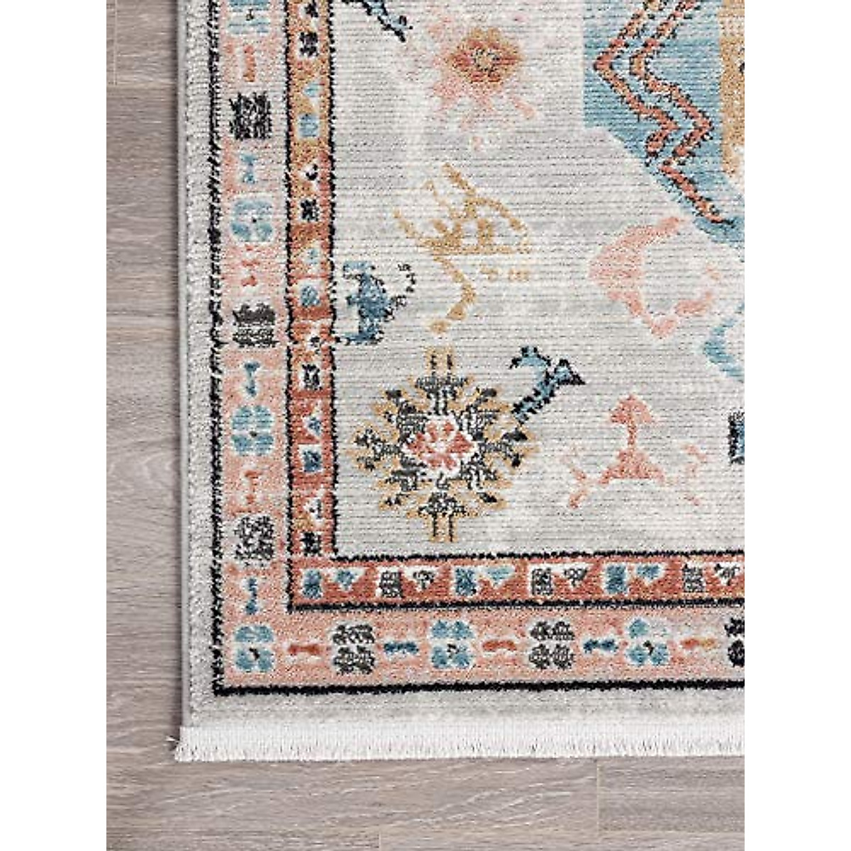 Abani Geometric Medallion 7'9" x 10'2" Area Rug, Beige & Teal Rugs Azure Collection Accent Rug