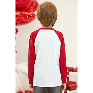Valentine's Day Toddler Boys Girls White Dinosaur Heart Crusher Top Raglan Long Sleeve Shirt 1-2 Years