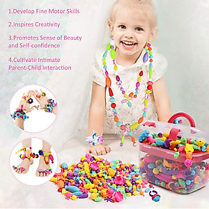 Pop Beads - 550+Pcs DIY Jewelry Making Kit for Toddlers 3,4,5,6,7,8 Year Old, Kids Snap Beads Set Art and Crafts Creativity Toys for Girls Birthday Gifts