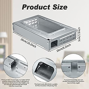 4 Pack Multi Catch Mouse Trap Clear Top Humanized Mouse Trap Rodent Mouse Trap for Indoor Outdoor Rat Control Pet and Kids Security (Silver)