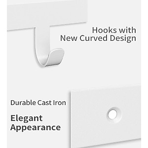 Livelab Towel Rack, Towel Racks for Bathroom Wall Mounted, 6 Hooks White Towel Holder for Bathroom Space Saving, Waterproof Rustproof Easy Install Towel Hanger for Bathroom, Pool, Living Room