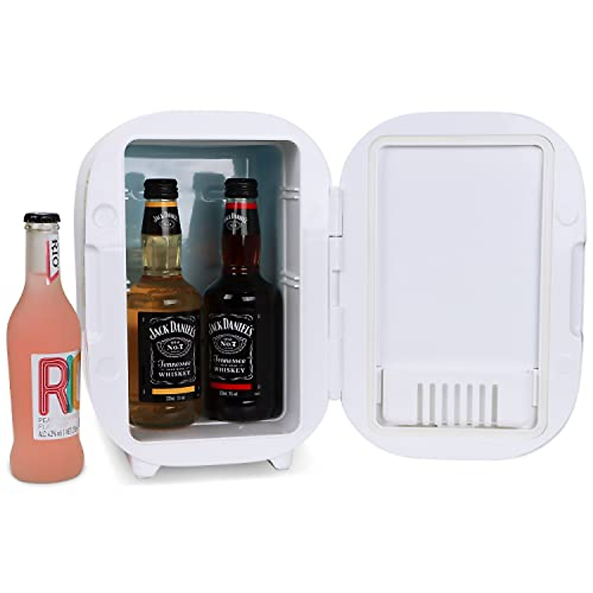 Cegsin Mini Fridge, 5 Liter/8 Cans Small Skincare Fridge with LED Mirror Door, AC/DC Portable Mini Refrigerator for Cosmetic & Makeup, Plug In Cooler and Warmer for Bedroom, Dorm, Office, Car(White)