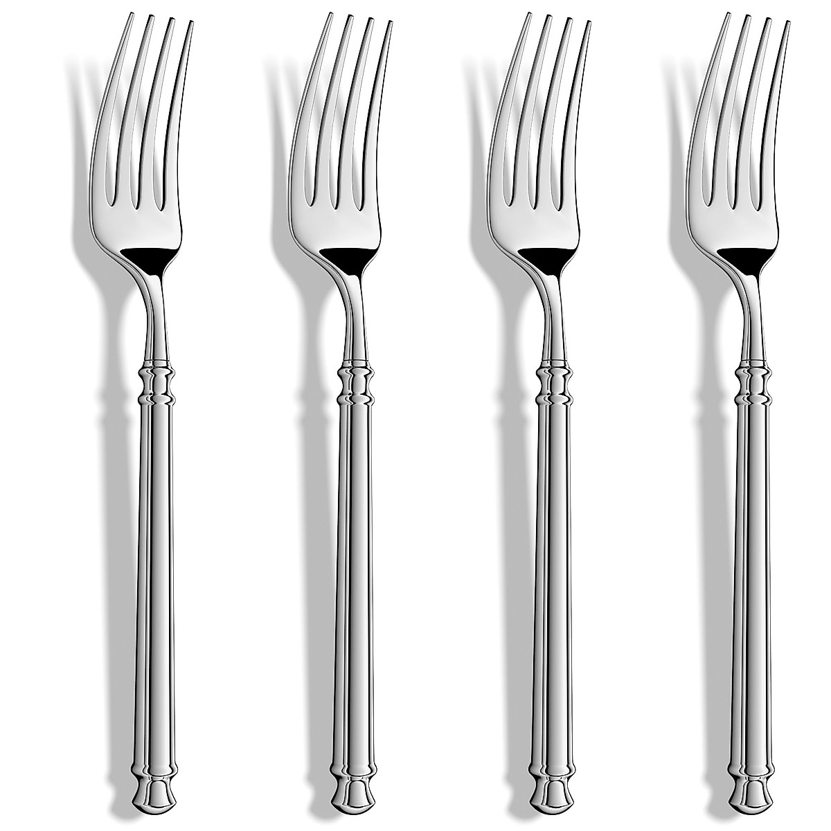 Dinner Forks,Manual Forged 18/10 Stainless Steel Silverware Forks,Modern Round Handle Cutlery Table Forks,Set of 4,Mirror Finish and Dishwasher Safe