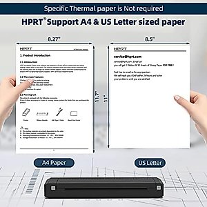 HPRT MT800 Thermal Transfer Portable Printer Support 8.5" X 11" US Letter & A4 Paper Bluetooth Wireless Travel Printer Compatible with Android and iOS,Suitable for On The Go