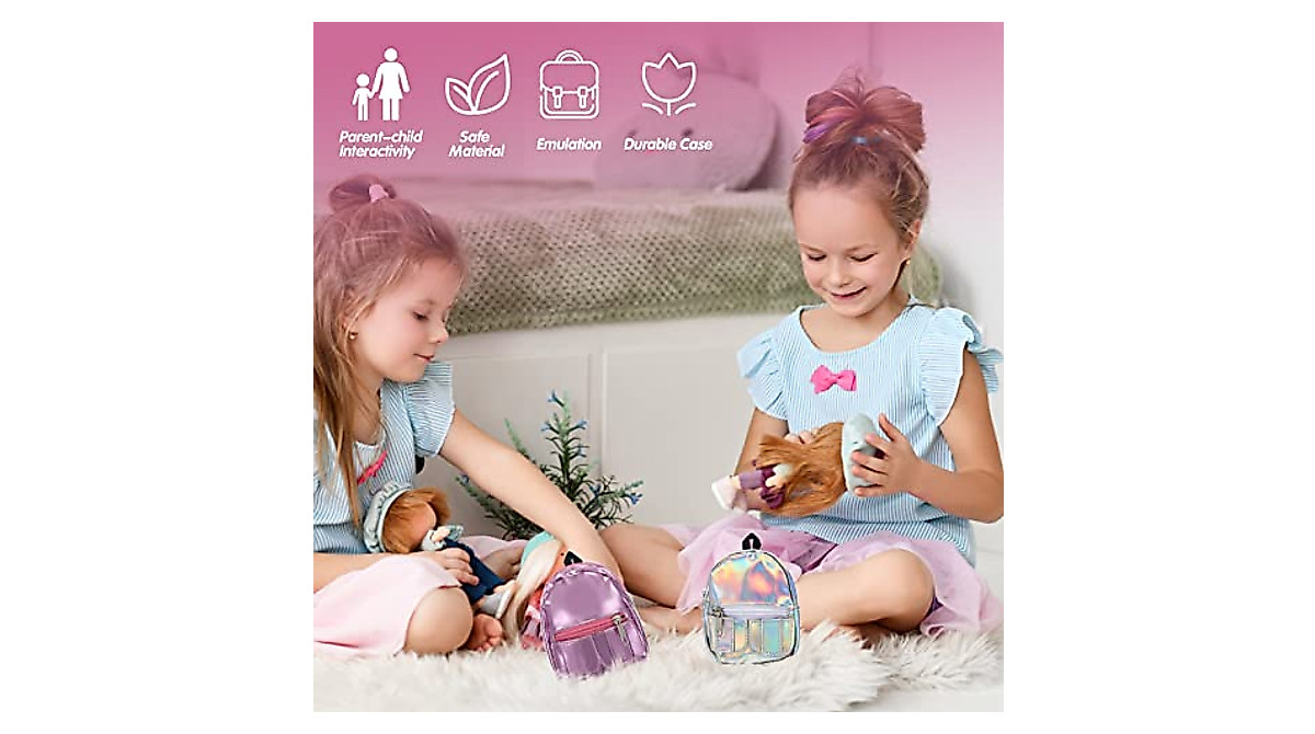 Mini Doll Backpack Set - 2 Adorable Mini Backpacks with Surprises