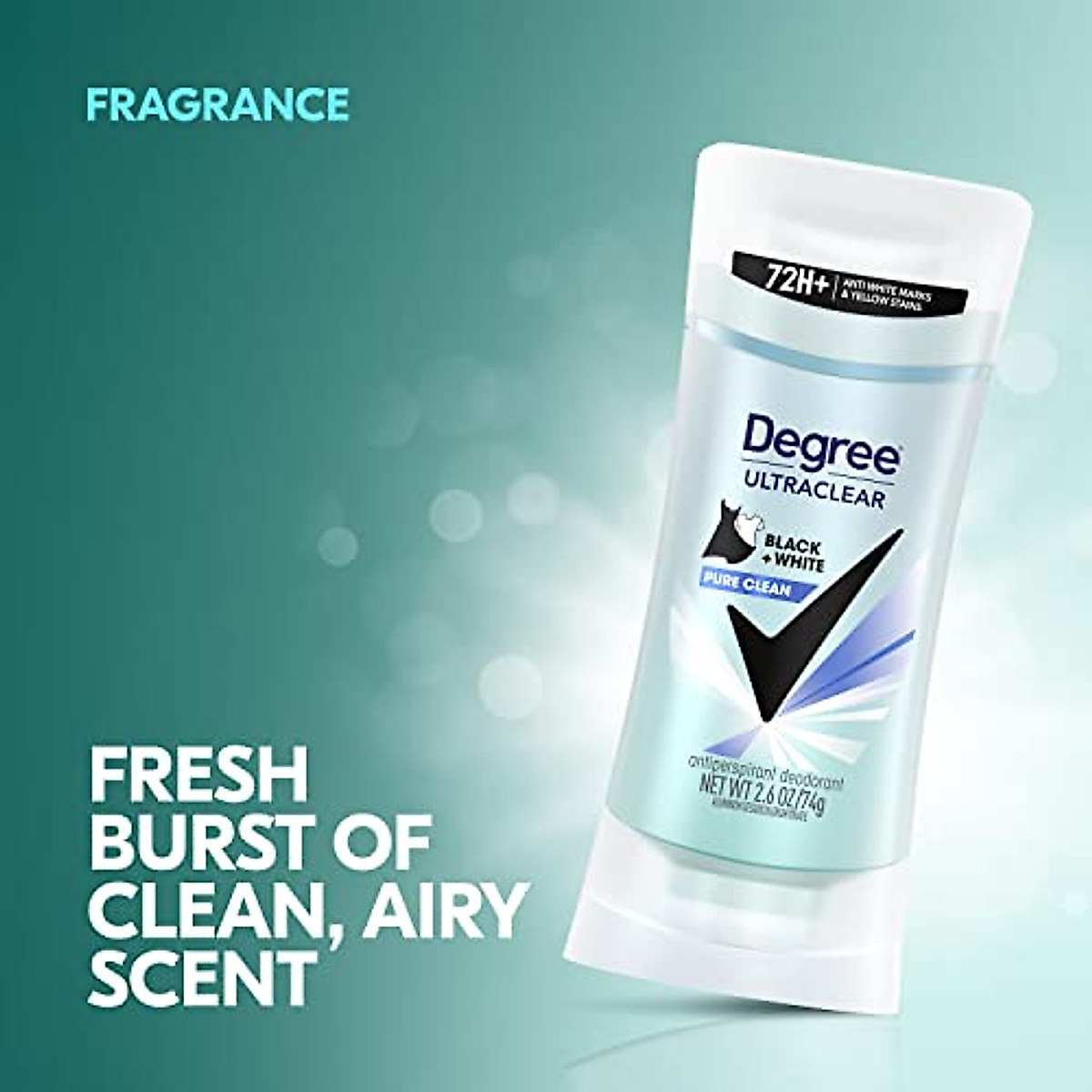 Degree Antiperspirant for Women Protects from Deodorant Stains Pure Clean Deodorant for Women 2.6 oz, Pack of 4