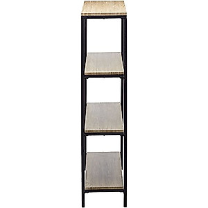 Kings Brand Furniture Grey Finish Wood & Black Metal 4 Tier Shelf Storage Bookcase