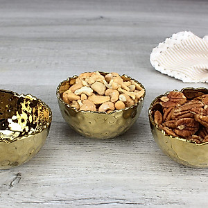 Pampa Bay Golden Millennium 4-inch Porcelain Snack Bowl, Gold