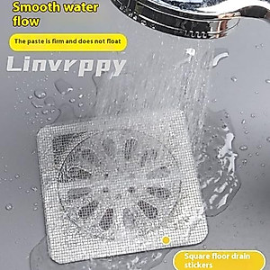 20-Pack 4"x4" Disposable Drain Covers, Hair Catcher Mesh Stickers for Shower, Sink, Bathtub, Kitchen – Easy Hair & Debris Prevention, for Human and pet Hair