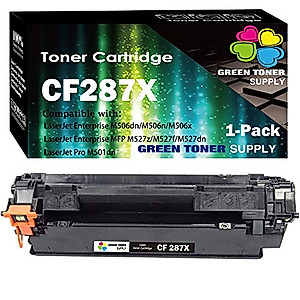 (1-Pack, 87X) Green Toner Supply Compatible CF287X Toner Cartridge HP 87X (1xBlack, High Yield) for Laser Jet Enterprise M506 M506n M506x M506dn MFP M527 Series m527c, Pro M501n M501dn Printer