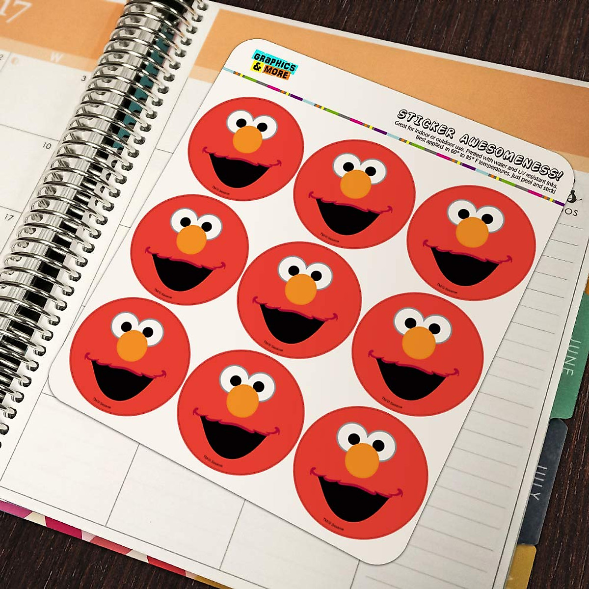 Sesame Street Elmo Face Planner Calendar Scrapbooking Crafting Stickers