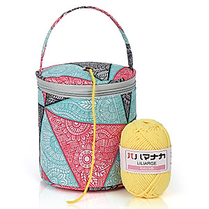Coopay Small Yarn Storage Bag, Mini Knitting Bag Yarns Drum Case for Carry Yarn Ball, Crochet Kits, Knitting Supplies and Sewing Accessories, for Beginner, Crocheter and Crafter, Blue
