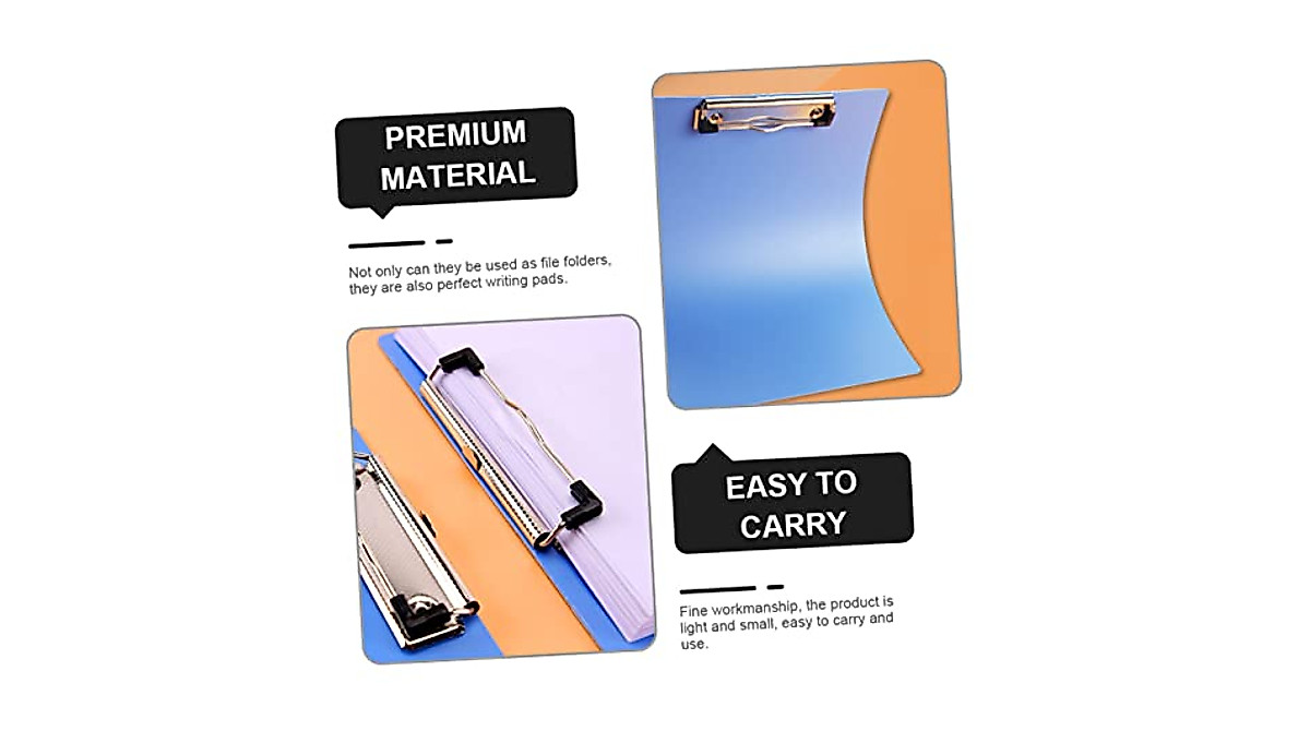 Ciieeo 4pcs Metal Clipboard Folder Set A4 Blue Light & Durable