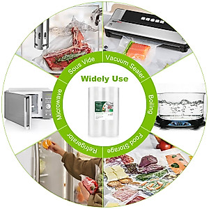 Bonsenkitchen Vacuum Food Sealer Bags 200 Quart 8" x 12"+2 Packs 8 in x 50 ft+8" x 50' & 11" x 50'