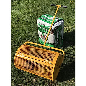 SIMPO Peat Moss Spreader Compost Spreader Lawn & Garden Spreader 24" x 16" x 59" Long Adjustable Handle