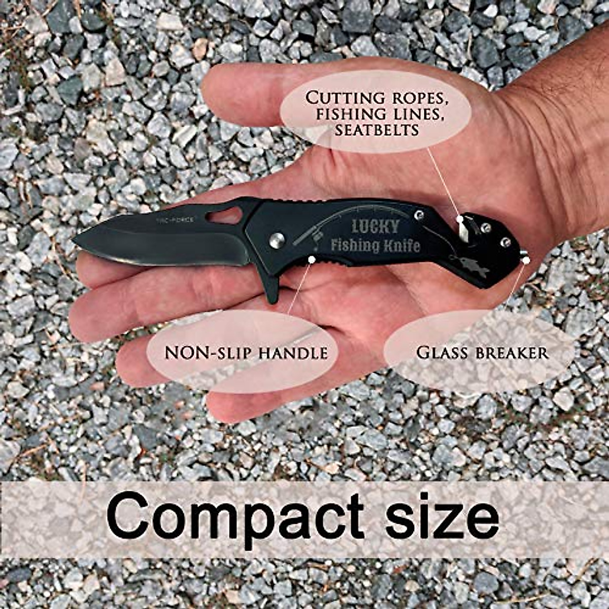Lucky Fishing Knife - Fisherman Gifts for Men - Engraved Pocket Knife - Gift Idea for Fishers - Fisherman Gifts for Husband, Friend, Dad, Grandpa, Coworker - Father's Day, Christmas Gift (Lucky Knife)